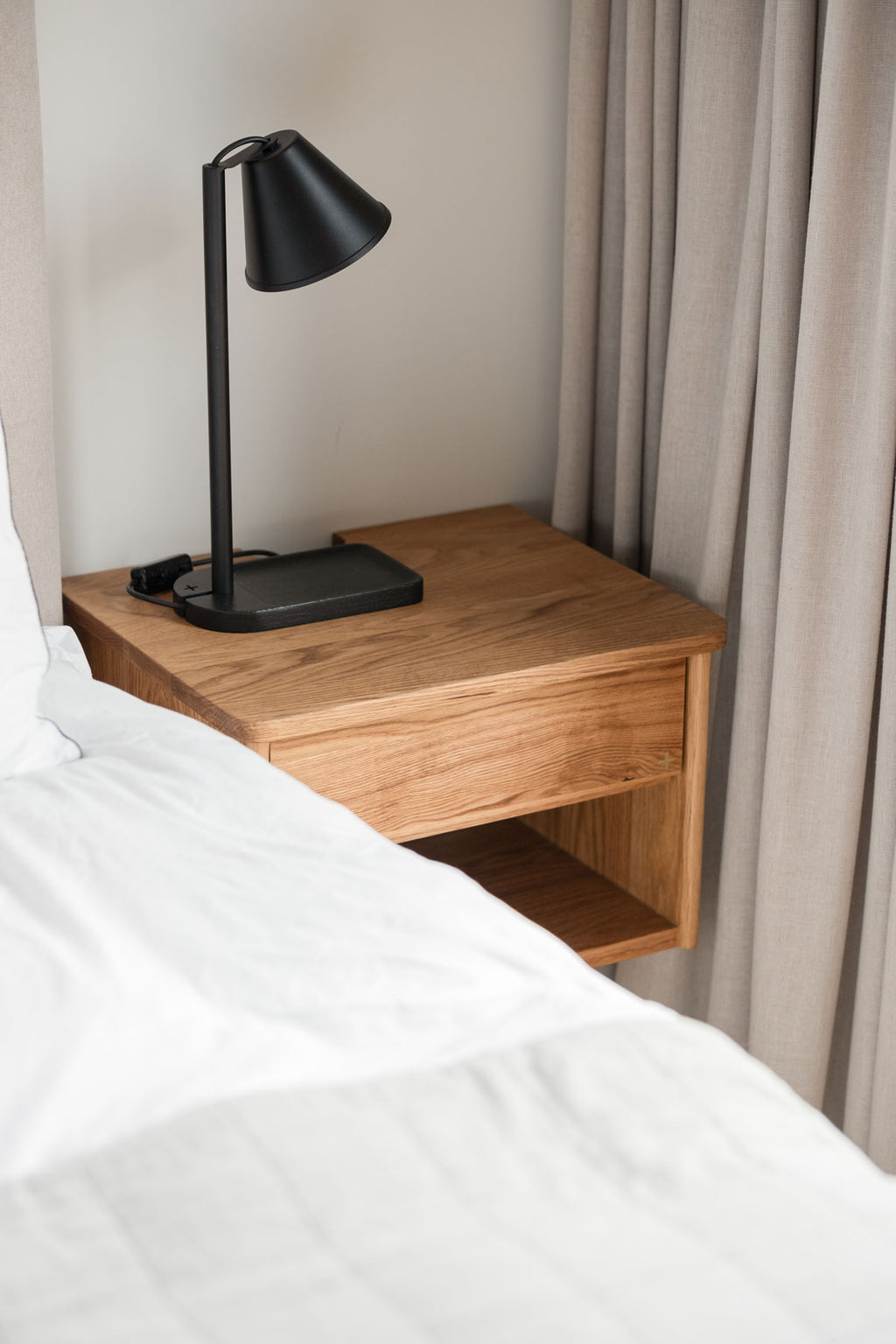 Solid Wood Floating Bedside Table - Available in Two Sizes - Pedersen ...