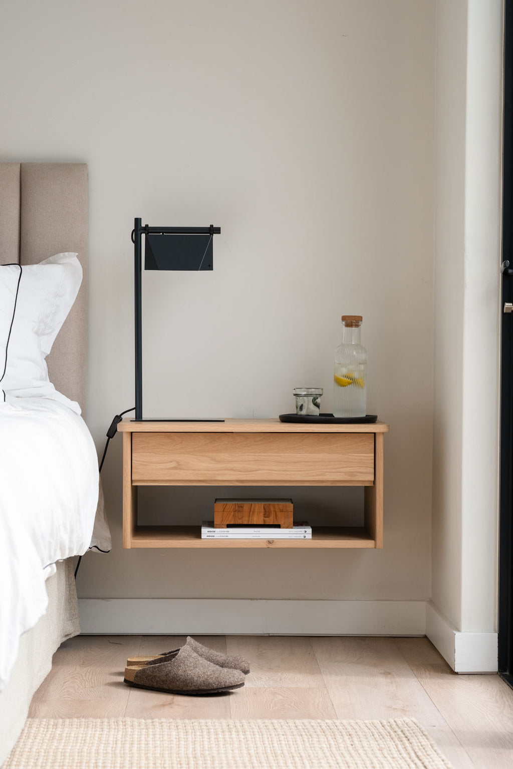 Solid Wood Floating Bedside Table - Available in Two Sizes - Pedersen + Lennard