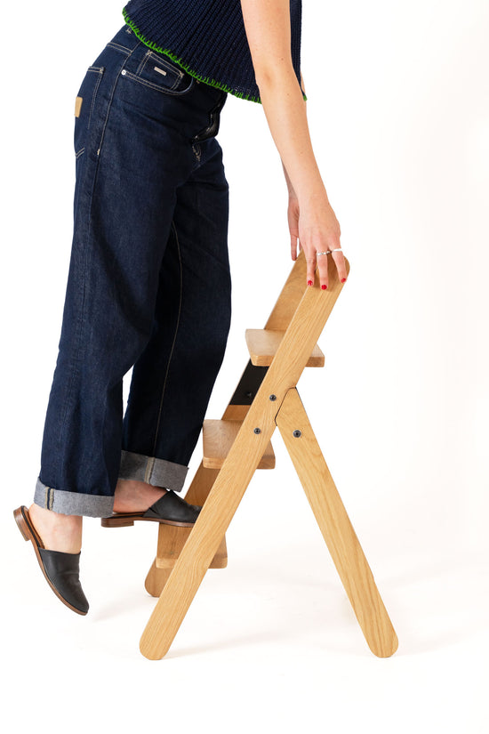 Huguenot Wooden Step Ladder - Oak - Natural / White - Pedersen + Lennard