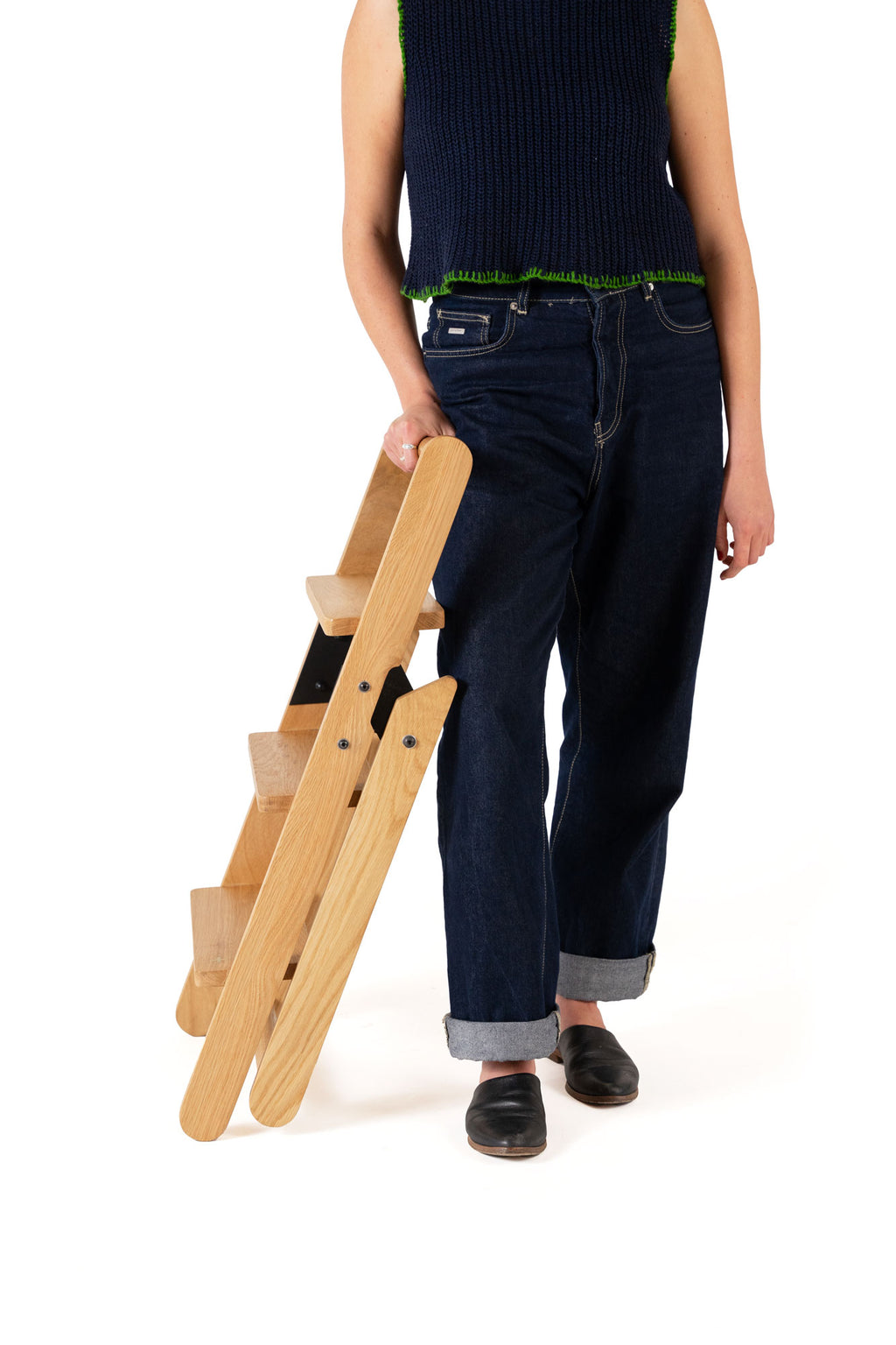 Premium Designer Solid Wood & Steel Step Ladder - Pedersen + Lennard