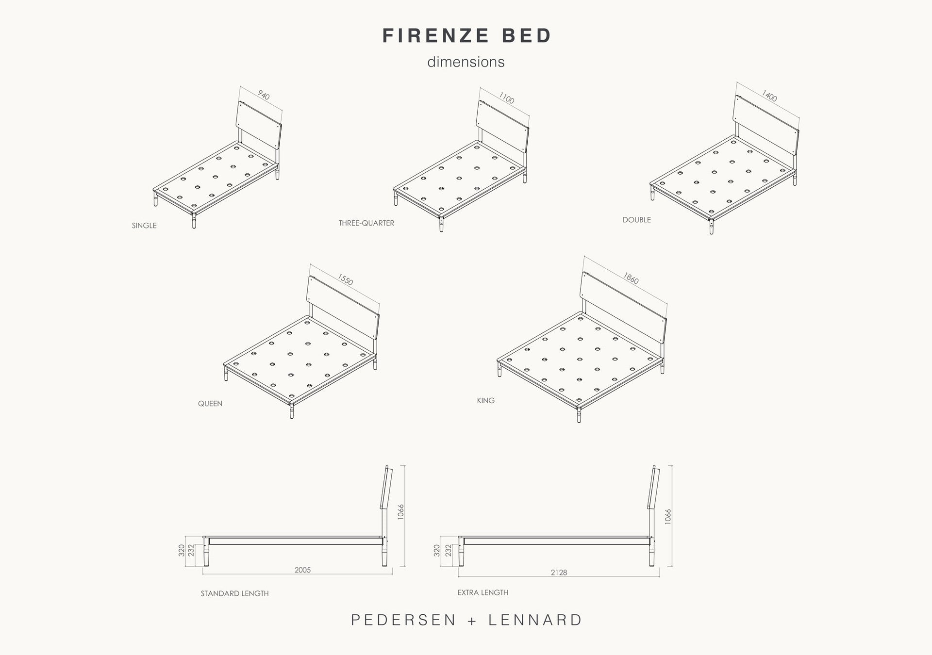 Firenze Bed | Solid Timber Queen Bed with Headboard | Standard or Extra ...